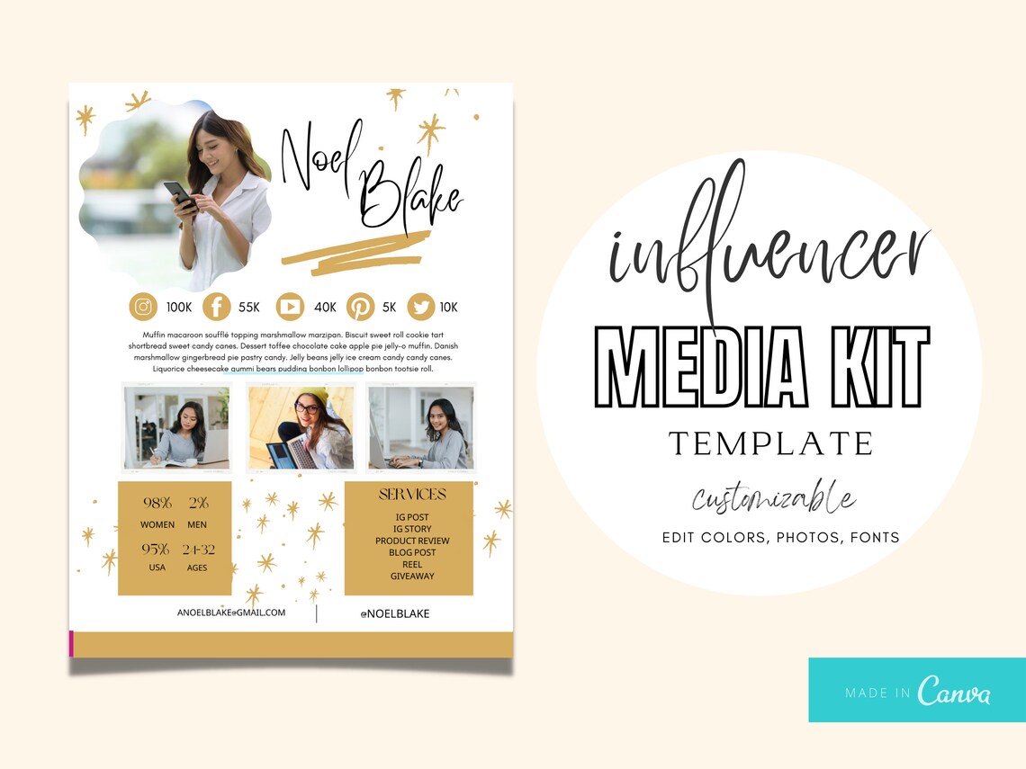 Social Media Kit Template ,social Media Kit, Influencer Media Template ...