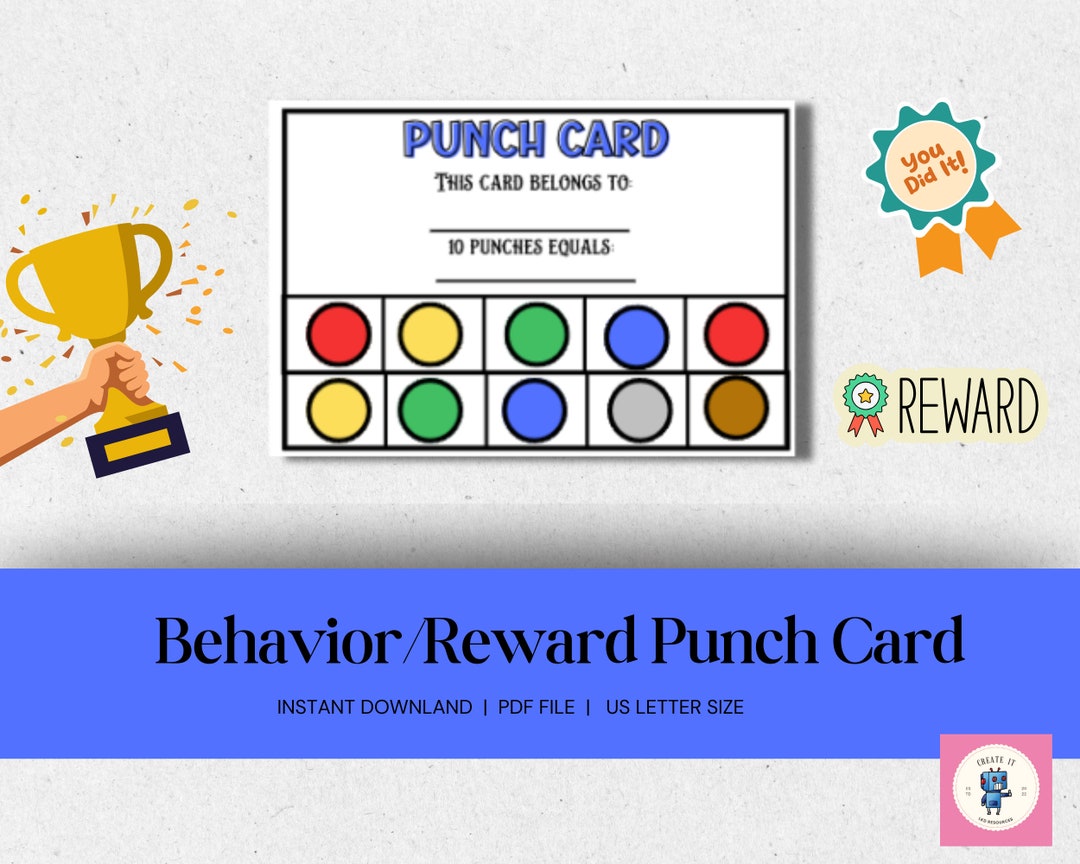 Behavior Boost Cards, Punch Cards for Kids, Printable Punch Cards ...