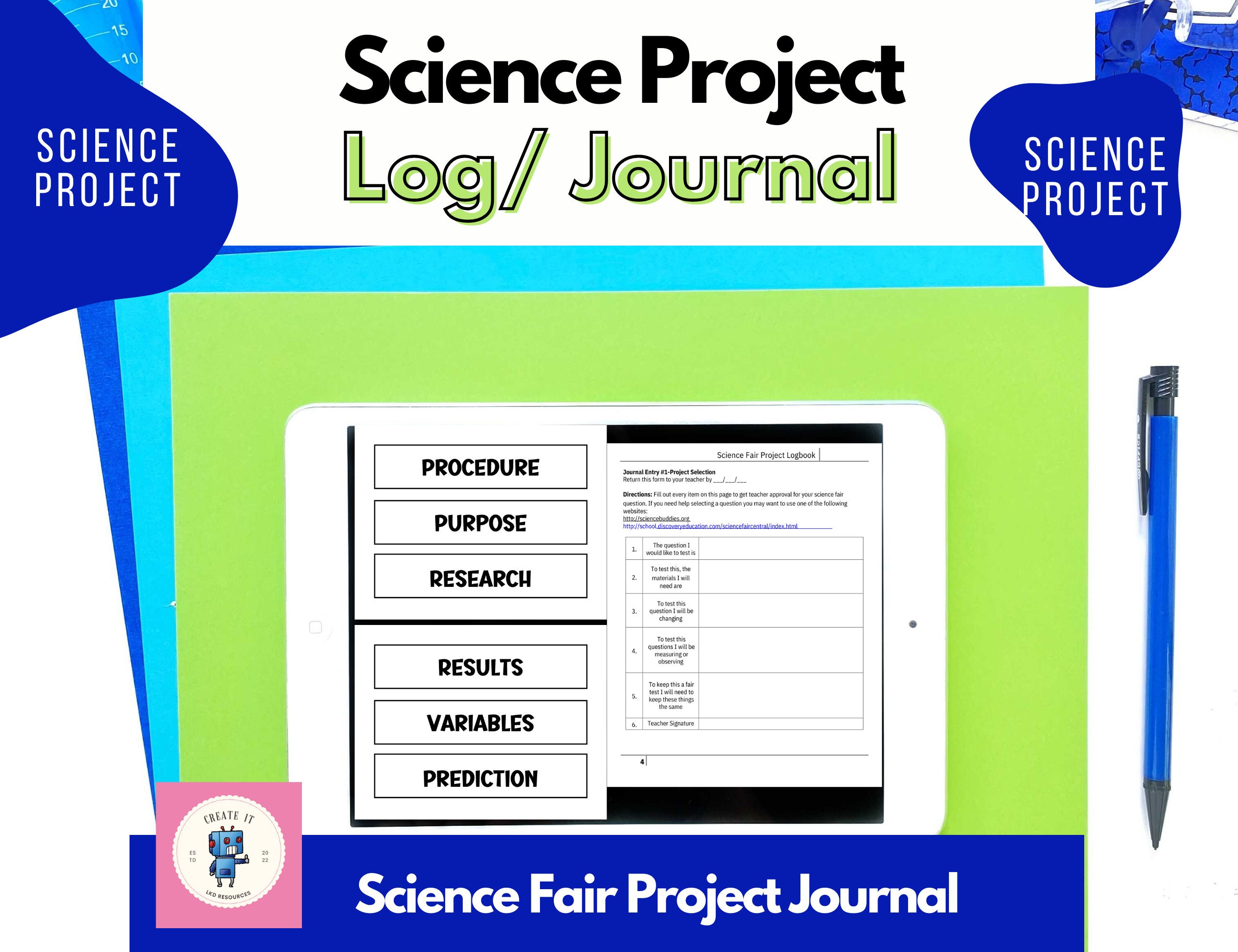 Science Fair Project Logbook & Display Labels (digital Download) - Etsy
