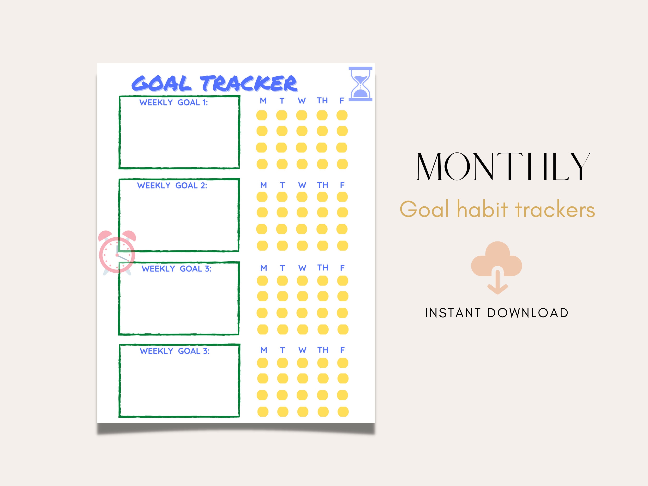 Printable Monthly Goal Tracker Habit Tracker, Organize Your Goals and ...