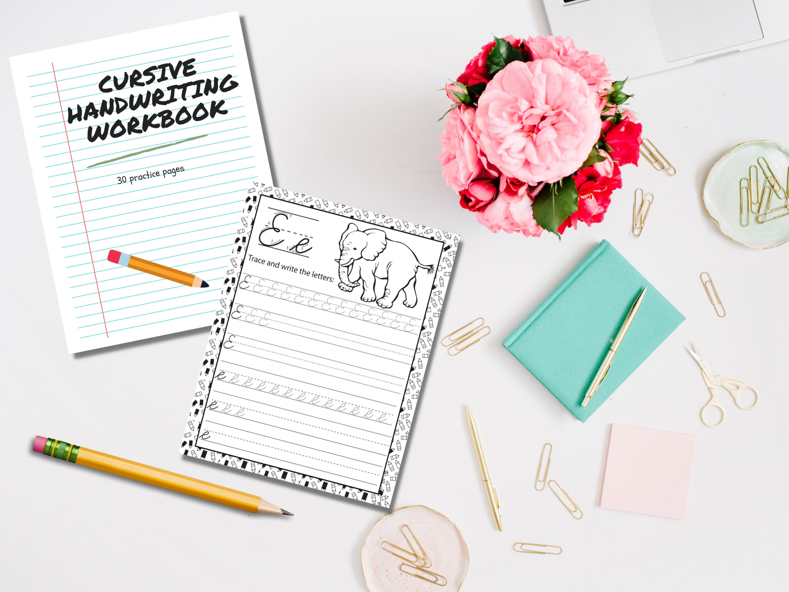 Cursive Handwriting Practice Sheets, 30 Pages of Handwriting Workbook ...