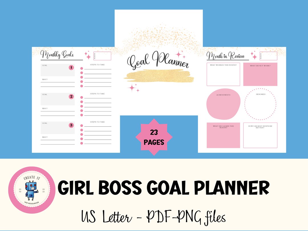 Printable Girl Boss Goal Planner: Productivity & Weekly Tracking ...