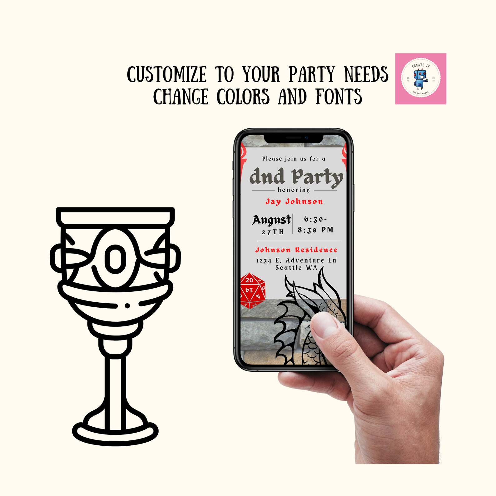 Editable Dnd Party Digital Invitation, Dnd Night Invitation, Dungeon ...