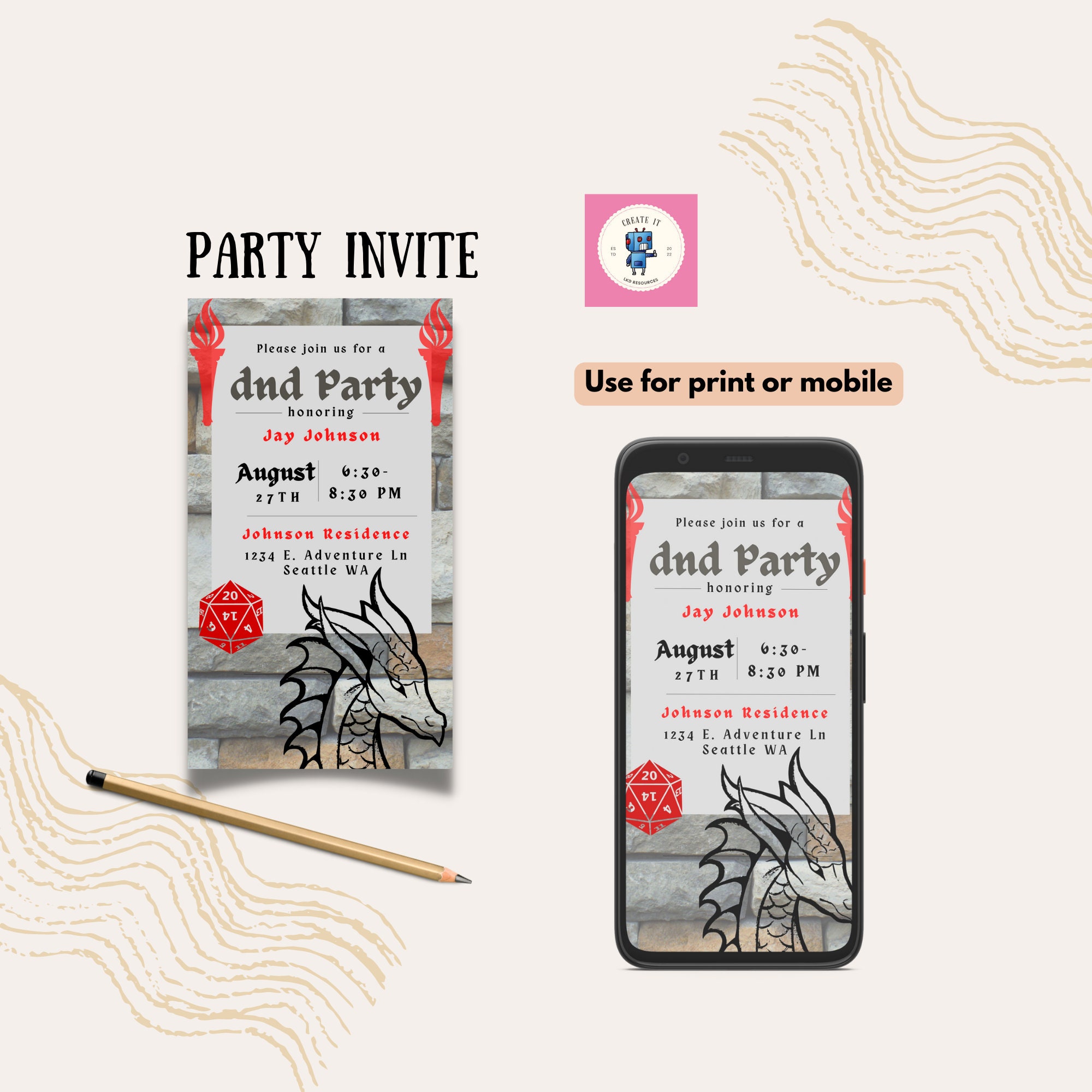 Editable Dnd Party Digital Invitation, Dnd Night Invitation, Dungeon ...