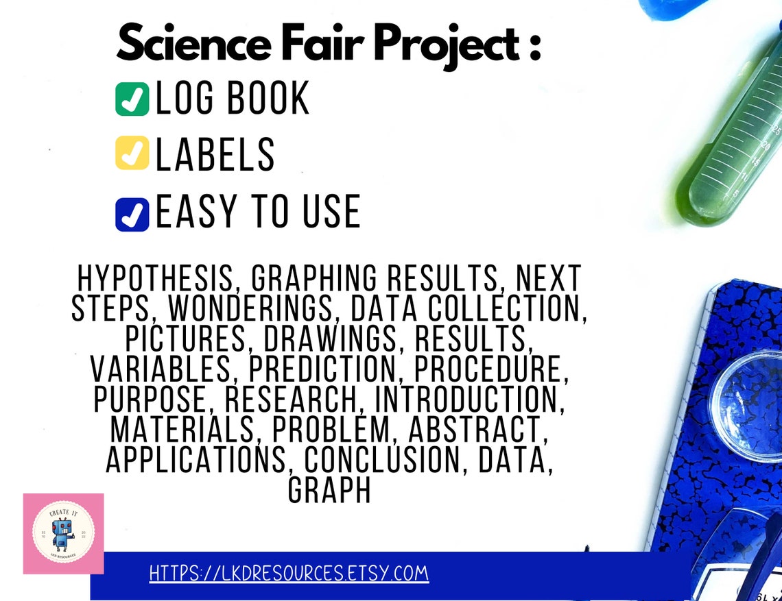 Science Fair Project Log, Science Fair Project Logbook, Science Fair ...