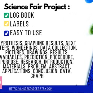 Printable Science Fair Project Log, Science Fair Project Logbook ...
