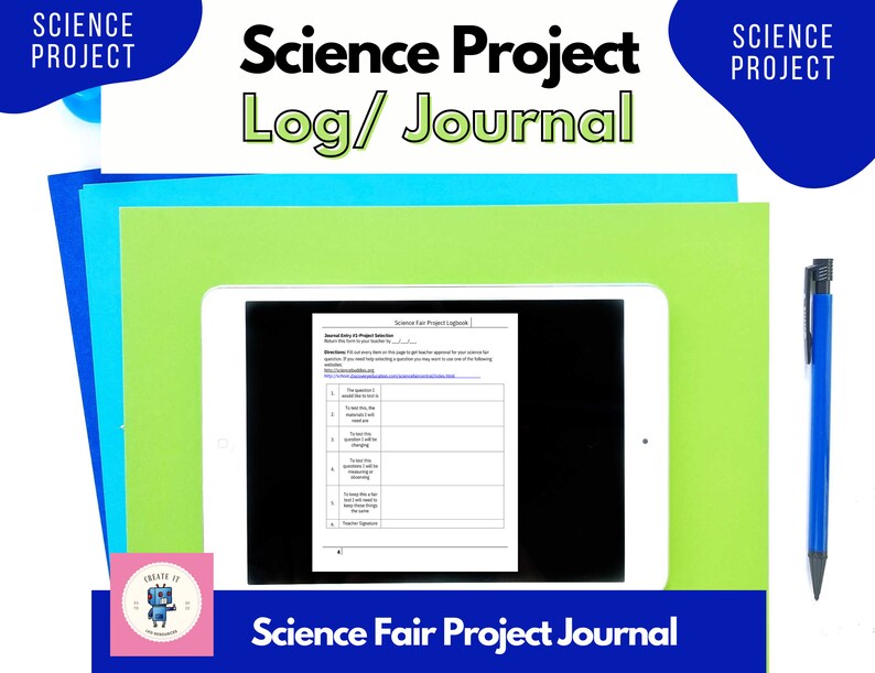 Science Fair Project Logbook: 14-page Journal (digital Download) - Etsy