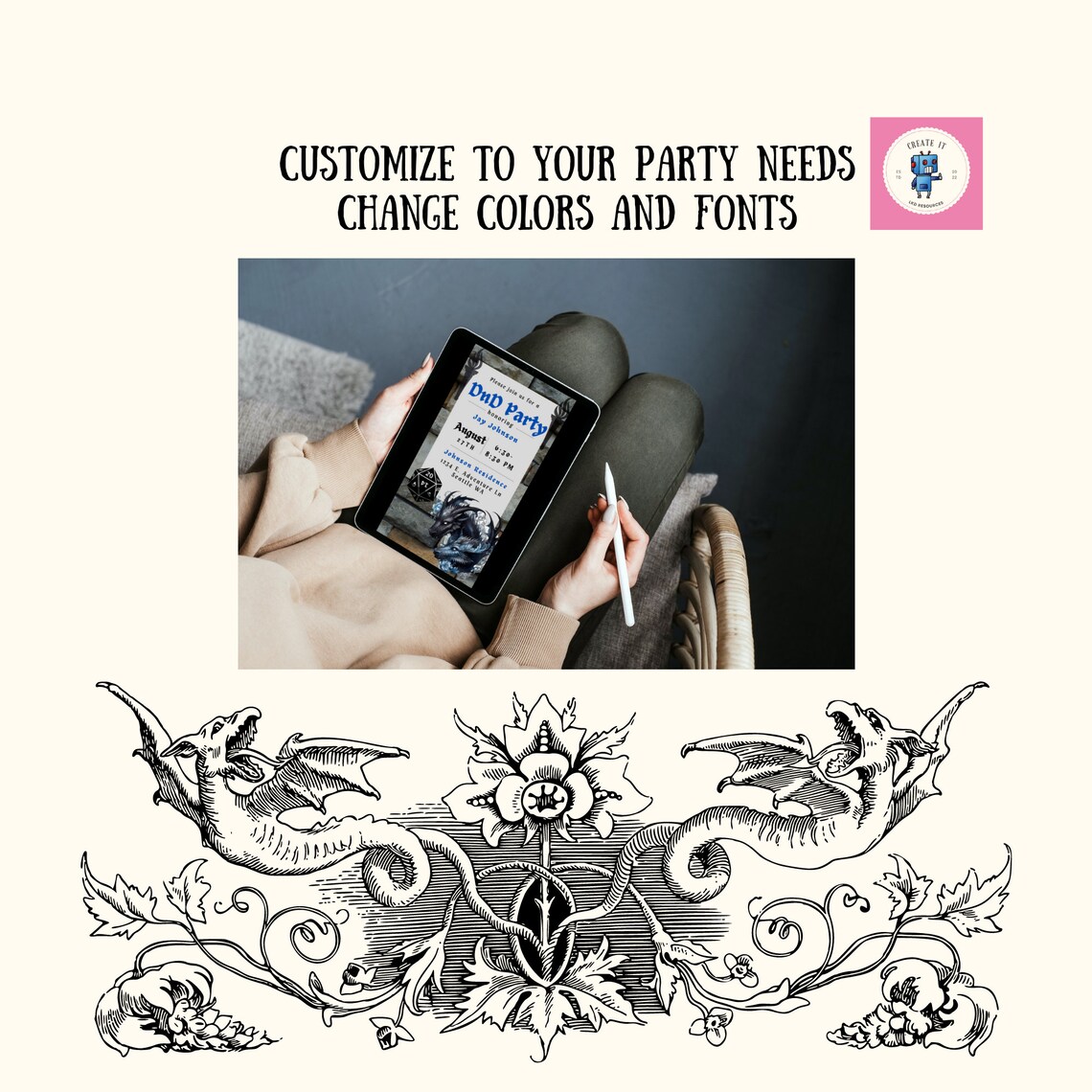 Editable Dnd Party Digital Invitation, Dnd Night Invitation, Dungeon ...