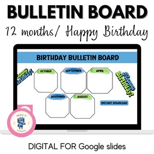 Birthday Bulletin Board Classroom Birthday Bulletin Board Blue Green ...