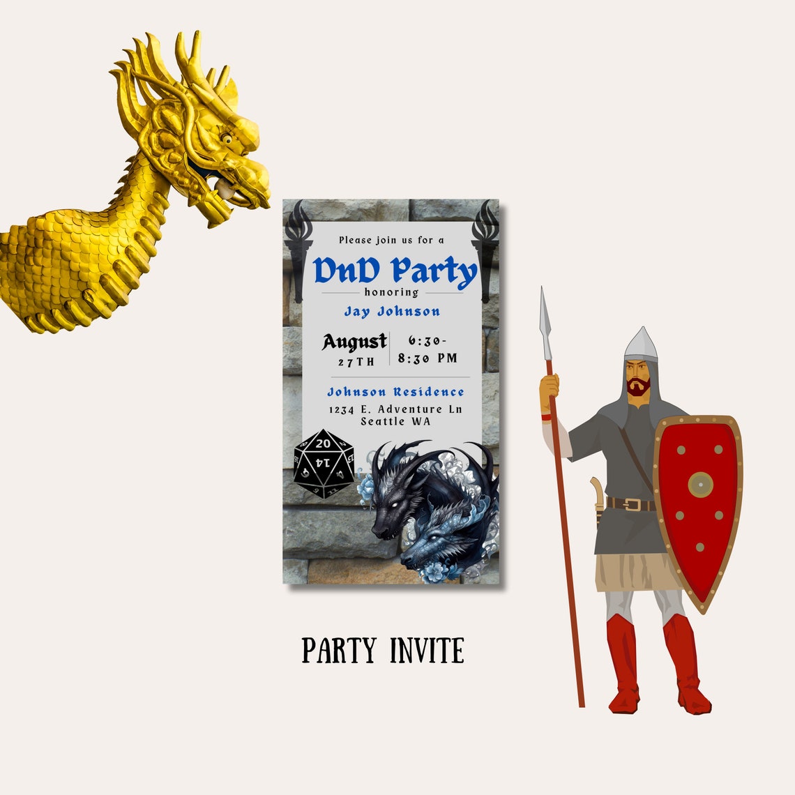 Editable Dnd Party Digital Invitation, Dnd Night Invitation, Dungeon ...