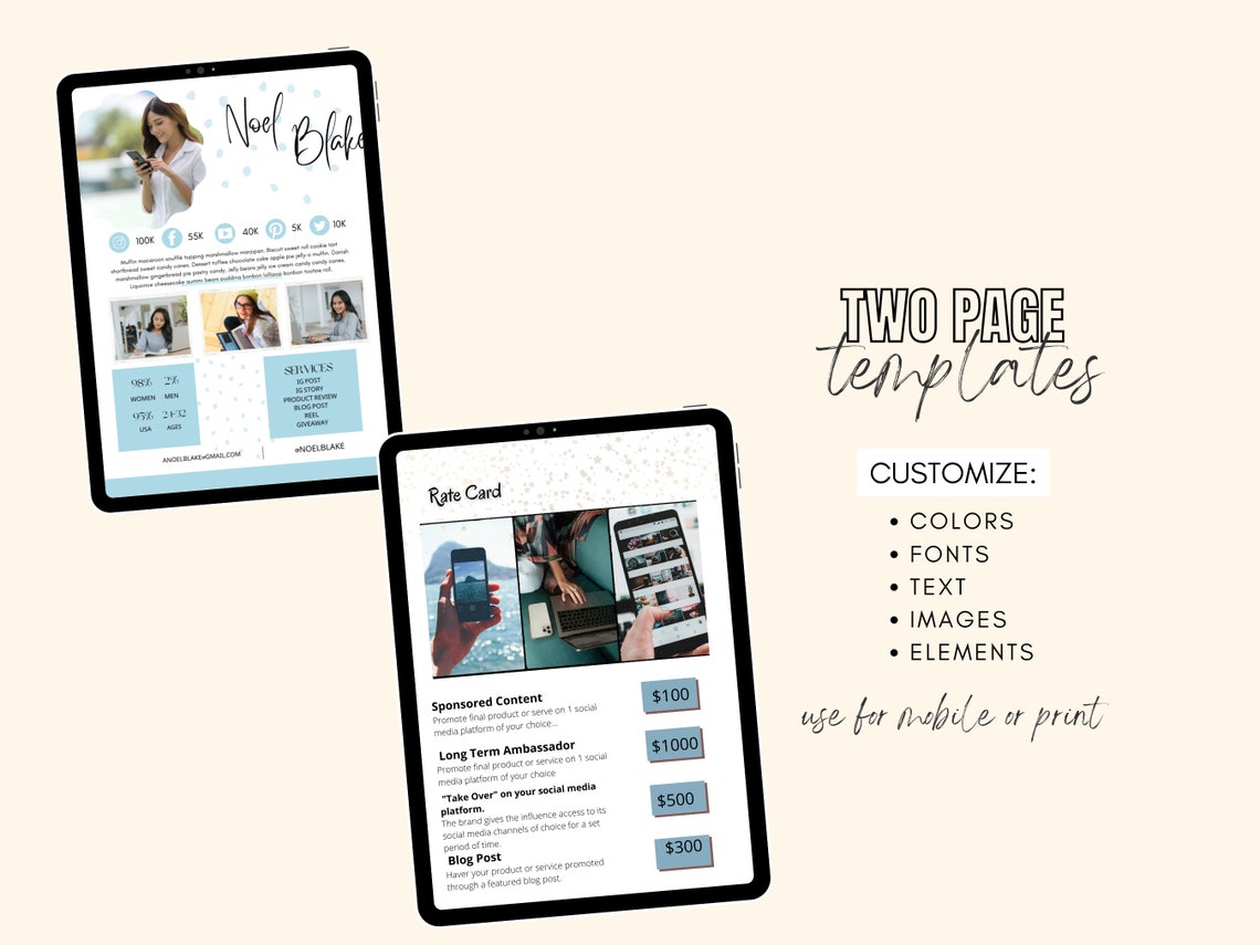 Social Media Kit and Rate Card media Kit Template Rate Card - Etsy