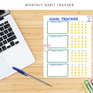 Printable Monthly Goal Tracker Habit Tracker, Organize Your Goals and ...