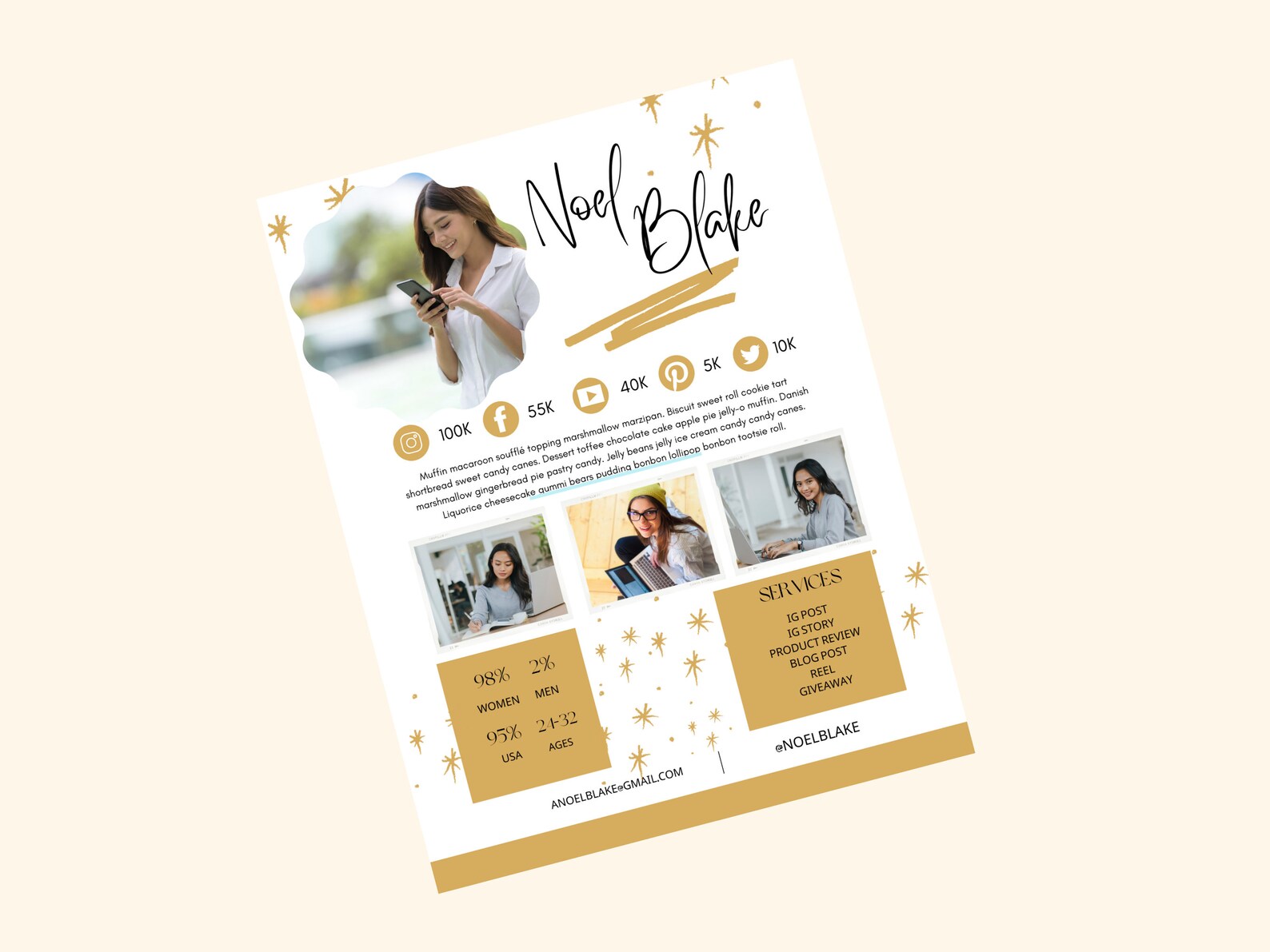 Social Media Kit Template ,social Media Kit, Influencer Media Template ...