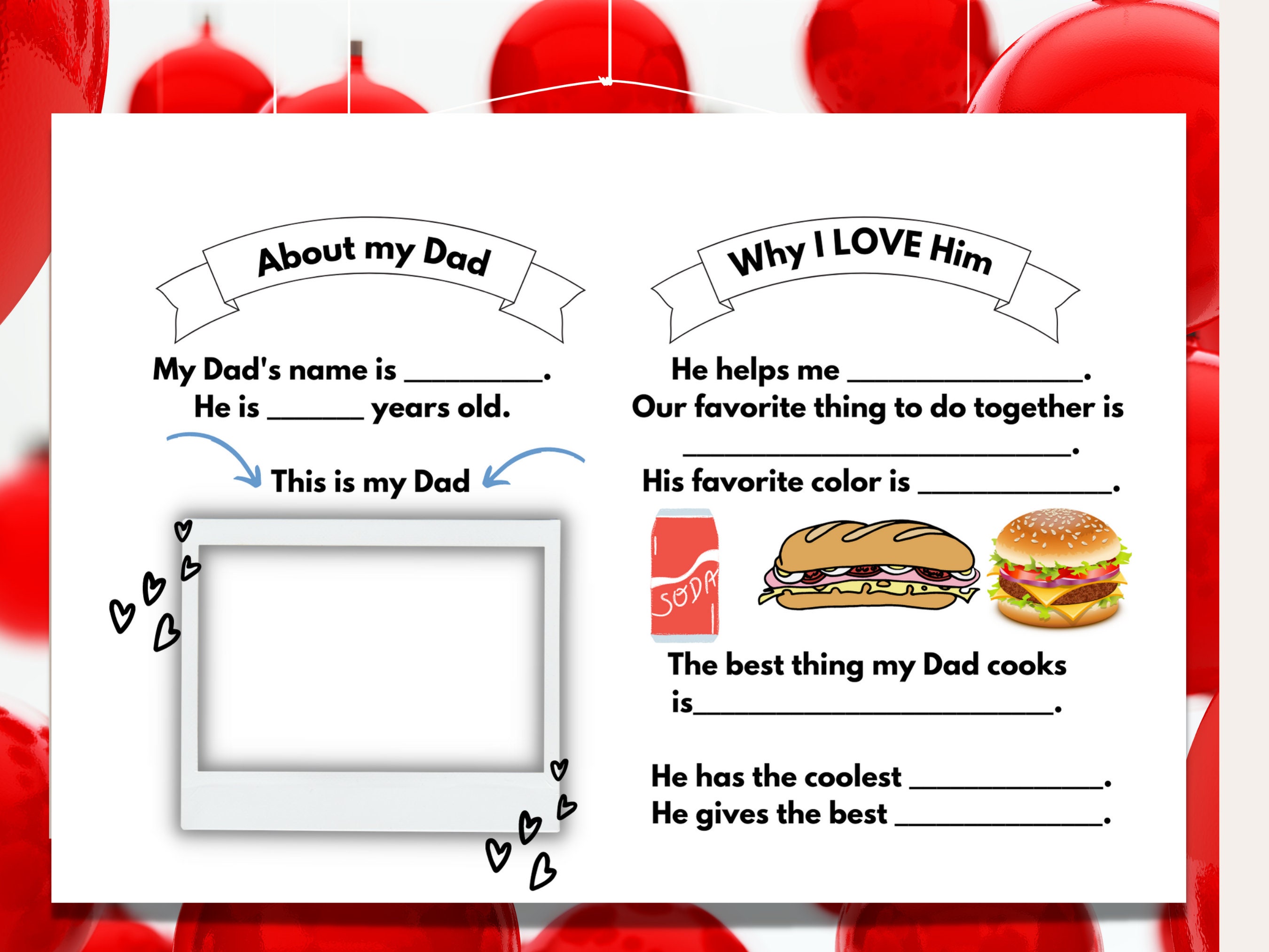 Daddy's Favorite Things Printable Father's Day Gift - Etsy