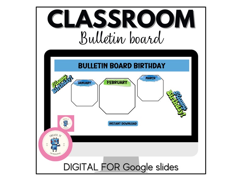 Birthday Bulletin Board Classroom Birthday Bulletin Board Blue Green ...