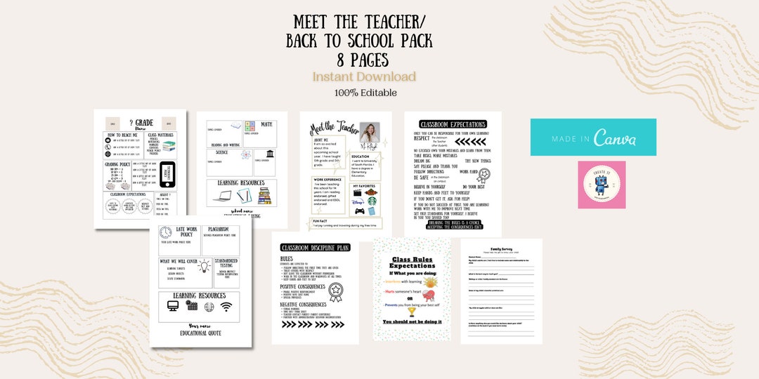 Printable Meet the Teacher Template: Back to School Pack (digital ...