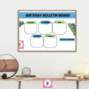 Birthday Bulletin Board Classroom Birthday Bulletin Board Blue Green ...