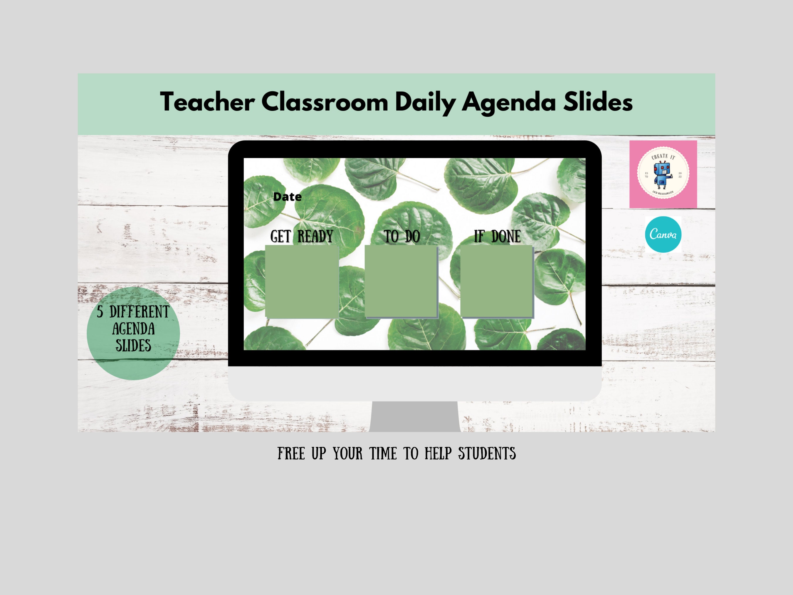 Calming Classroom Agenda Slides: Teacher Homeschool Template (digital ...