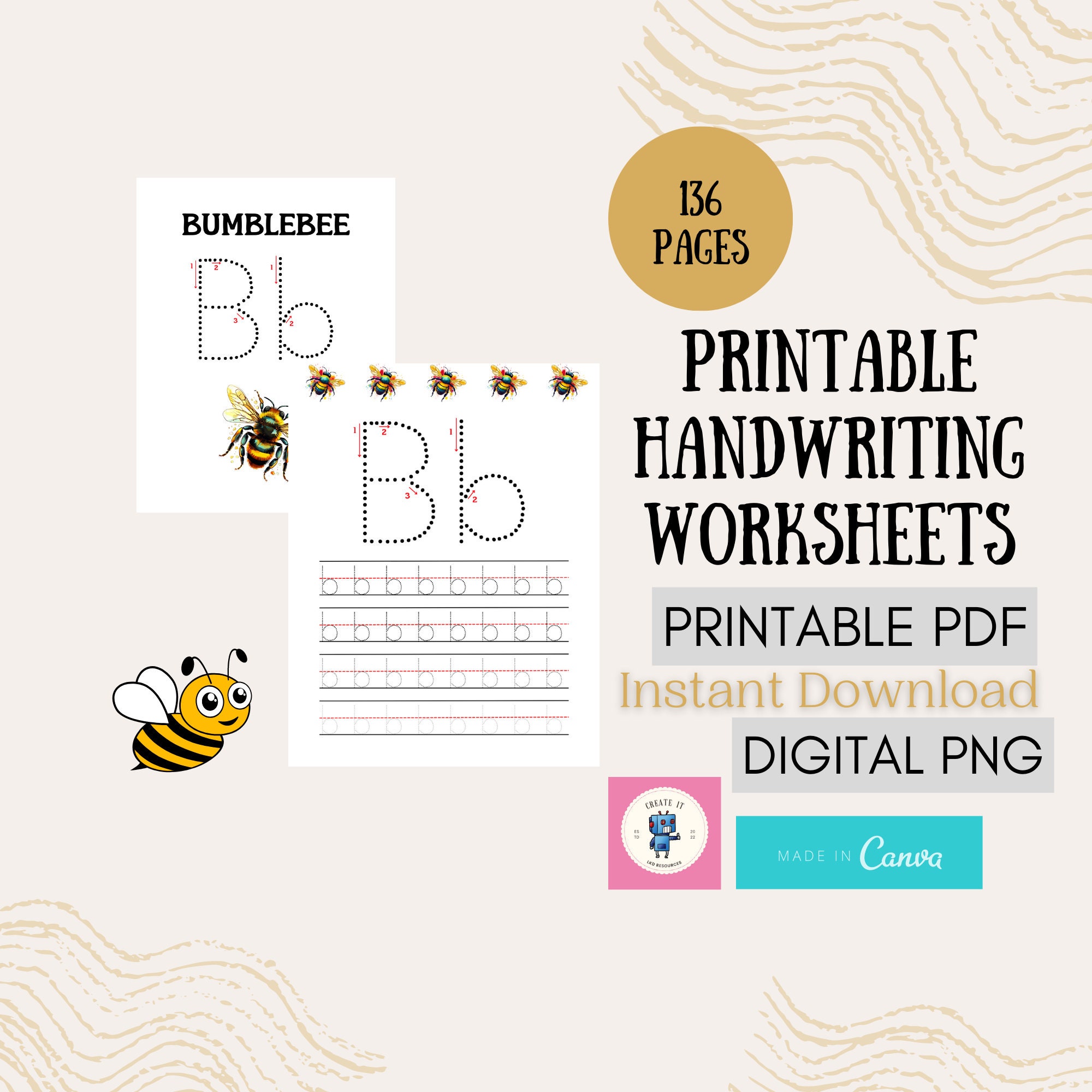 Trace and Learn Letters Workbook, Printable Handwriting Worksheets ...