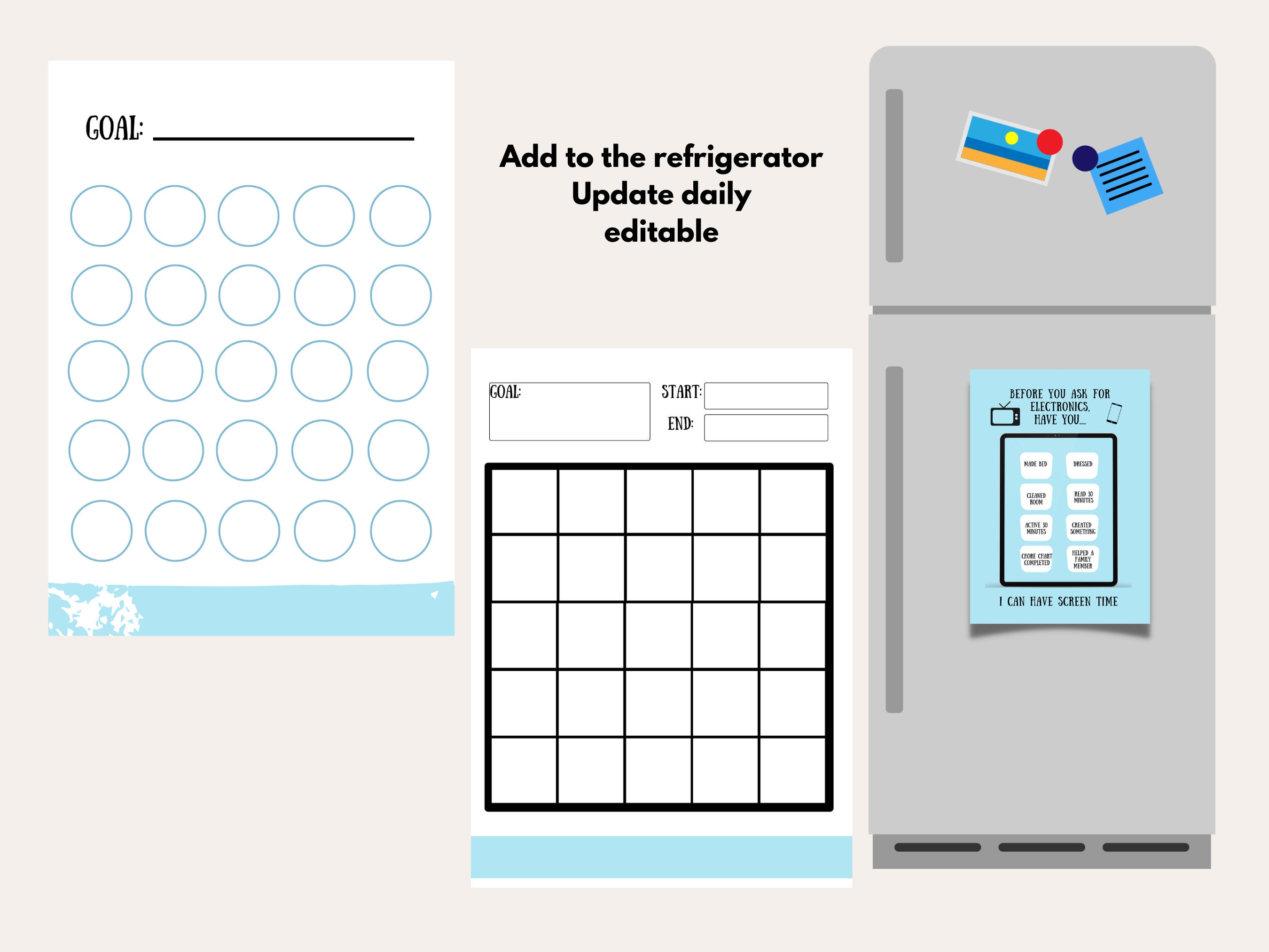 Printable Kids Chore Chart and Rules Bundle, Screen Time Checklist ...