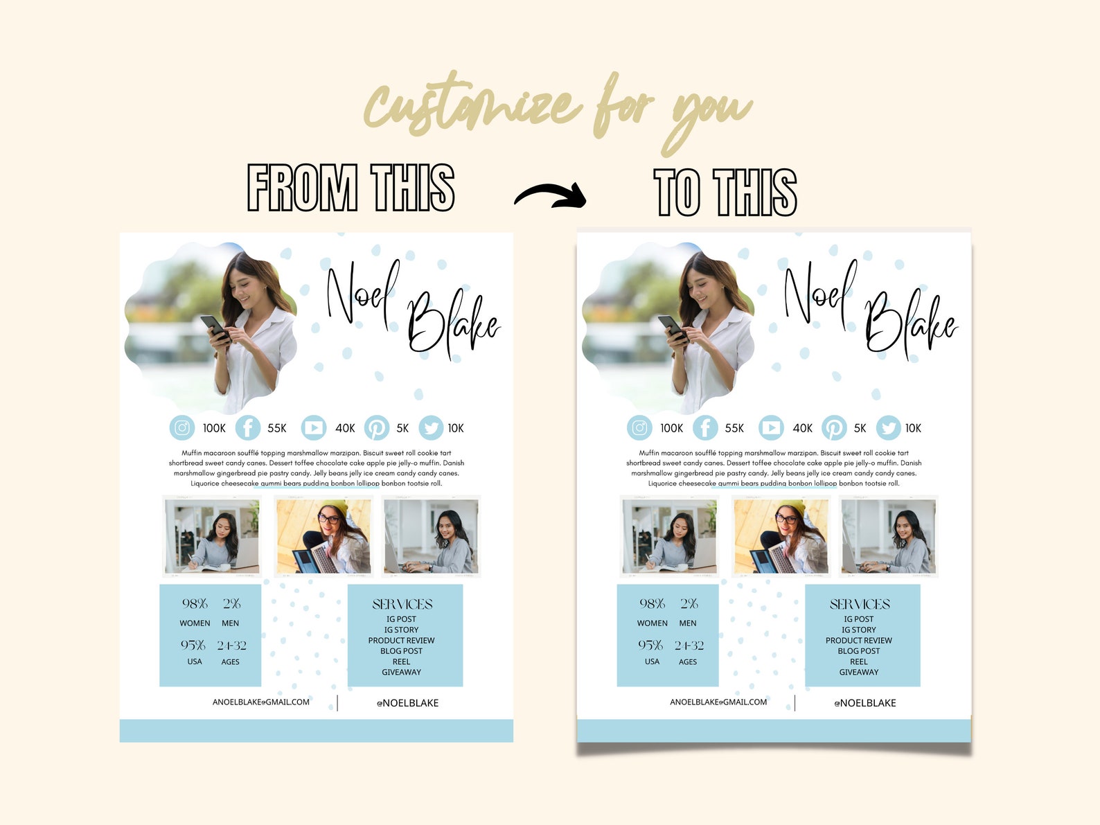 Template Social Media Kit and Rate Card ,media Kit Template, Rate Card ...