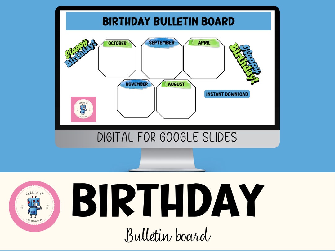 Birthday Bulletin Board Classroom Birthday Bulletin Board Blue Green ...
