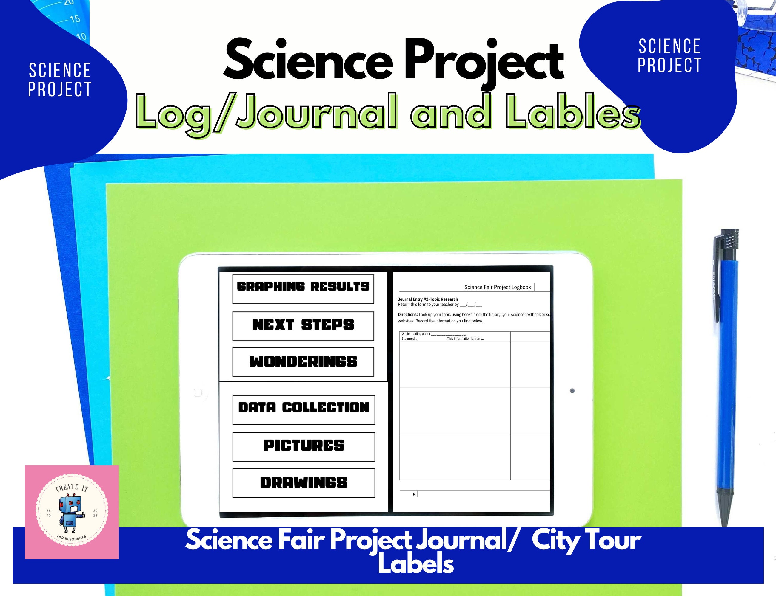 Science Fair Project Log, Science Fair Project Logbook, Science Fair ...