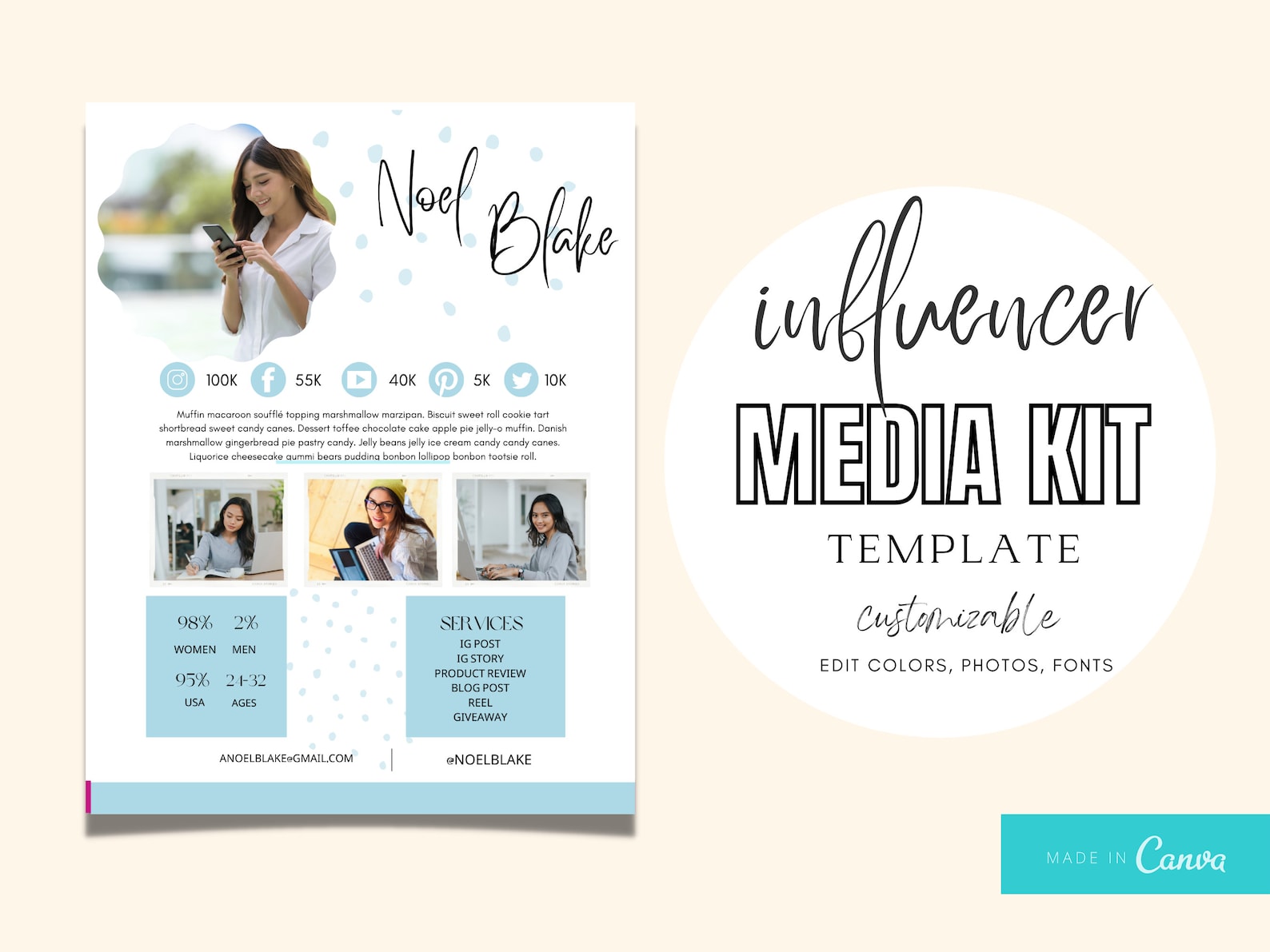 Template Social Media Kit and Rate Card ,media Kit Template, Rate Card ...