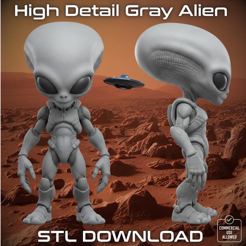 High Detail Gray Alien STL | 3D Printable Sci-fi Model - Etsy