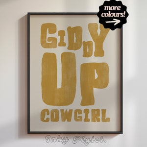Giddy up Print, Typography Art Print, Western Wall Decor, Southwestern ...