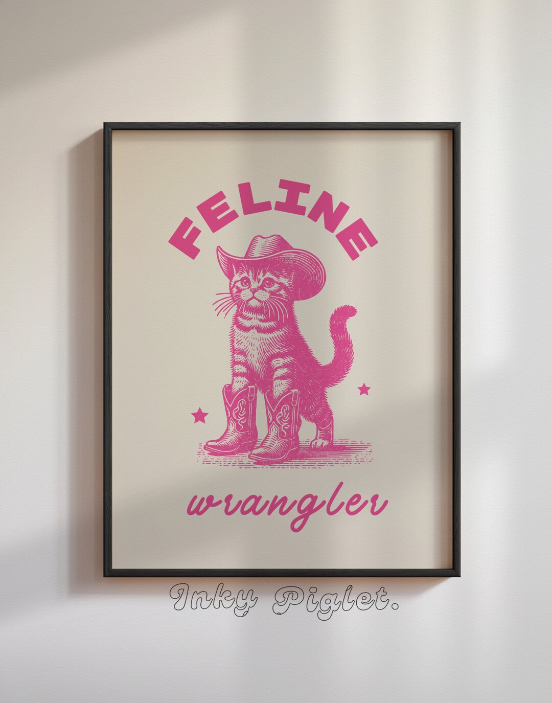 Feline Wrangler, Cowboy Cat Print, Western Wall Art, Wild West Art ...