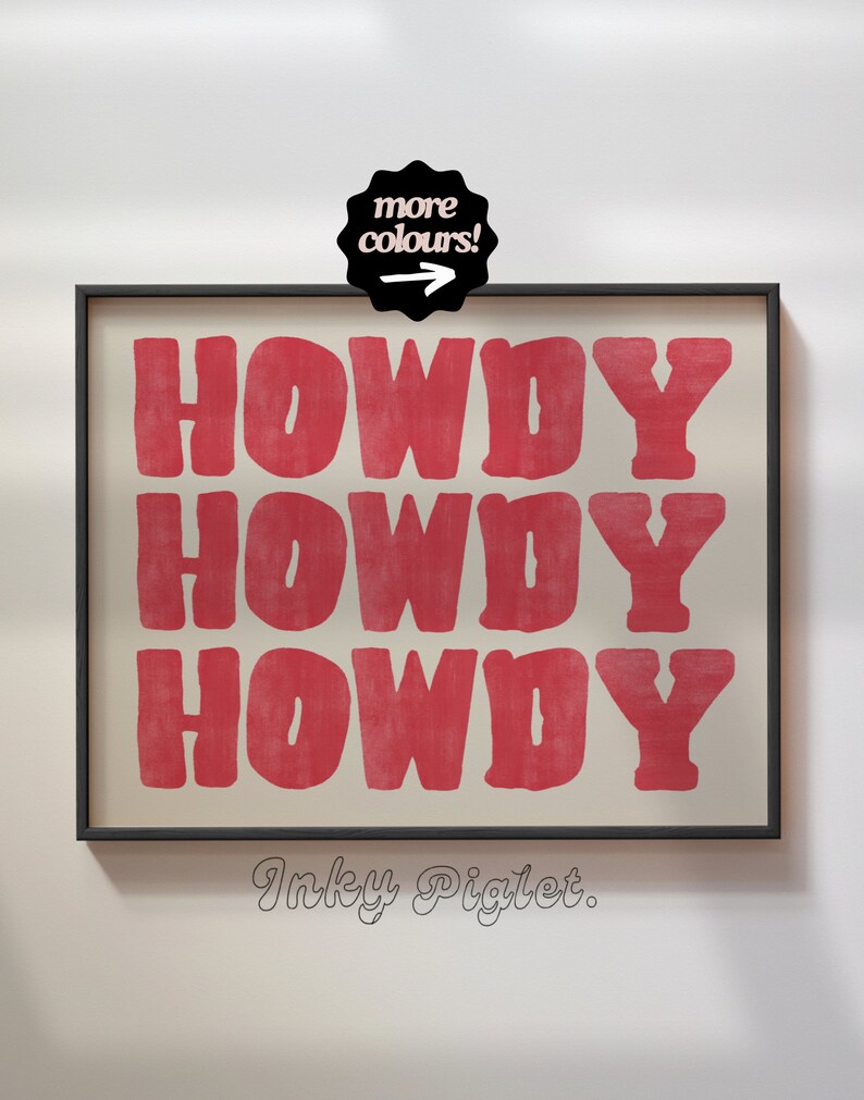 HOWDY Typography Print Modern Minimalist Wall Art Western Greeting ...