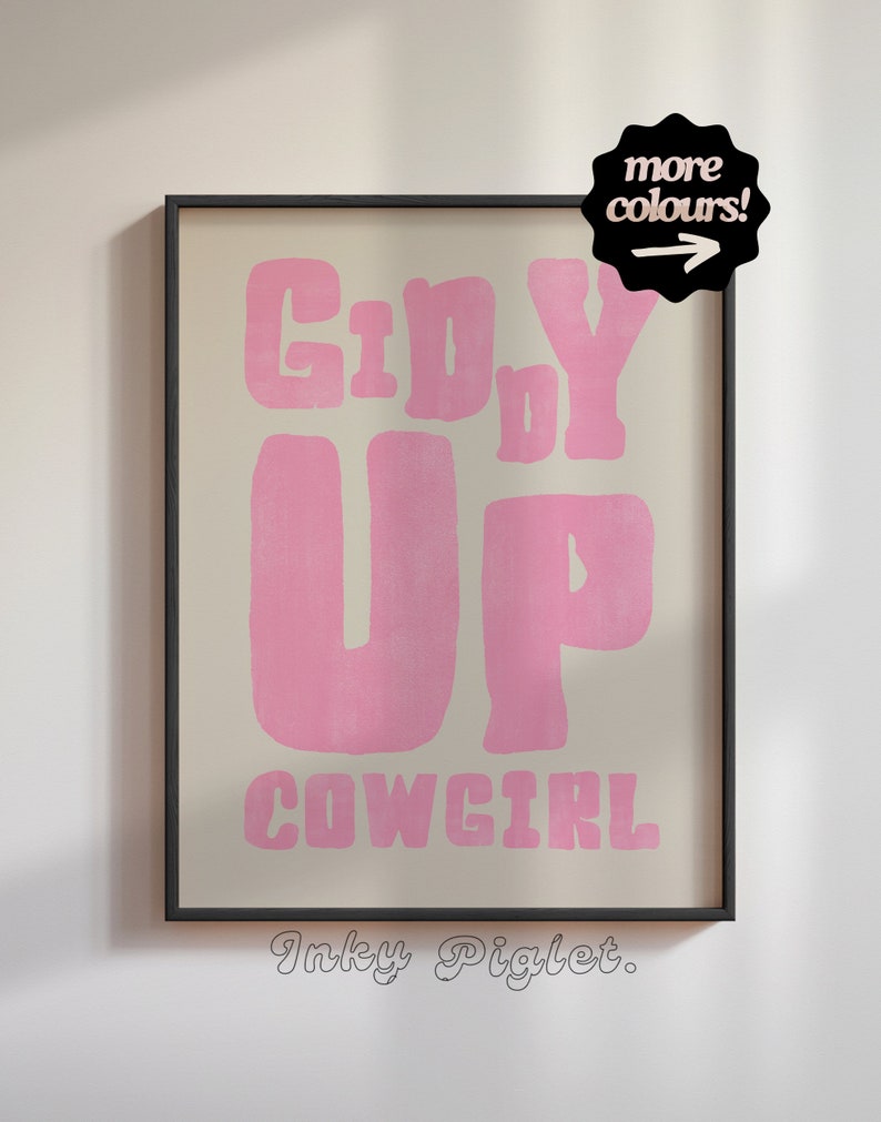 Giddy up Print, Typography Art Print, Giclee, UNFRAMED Print, Western ...