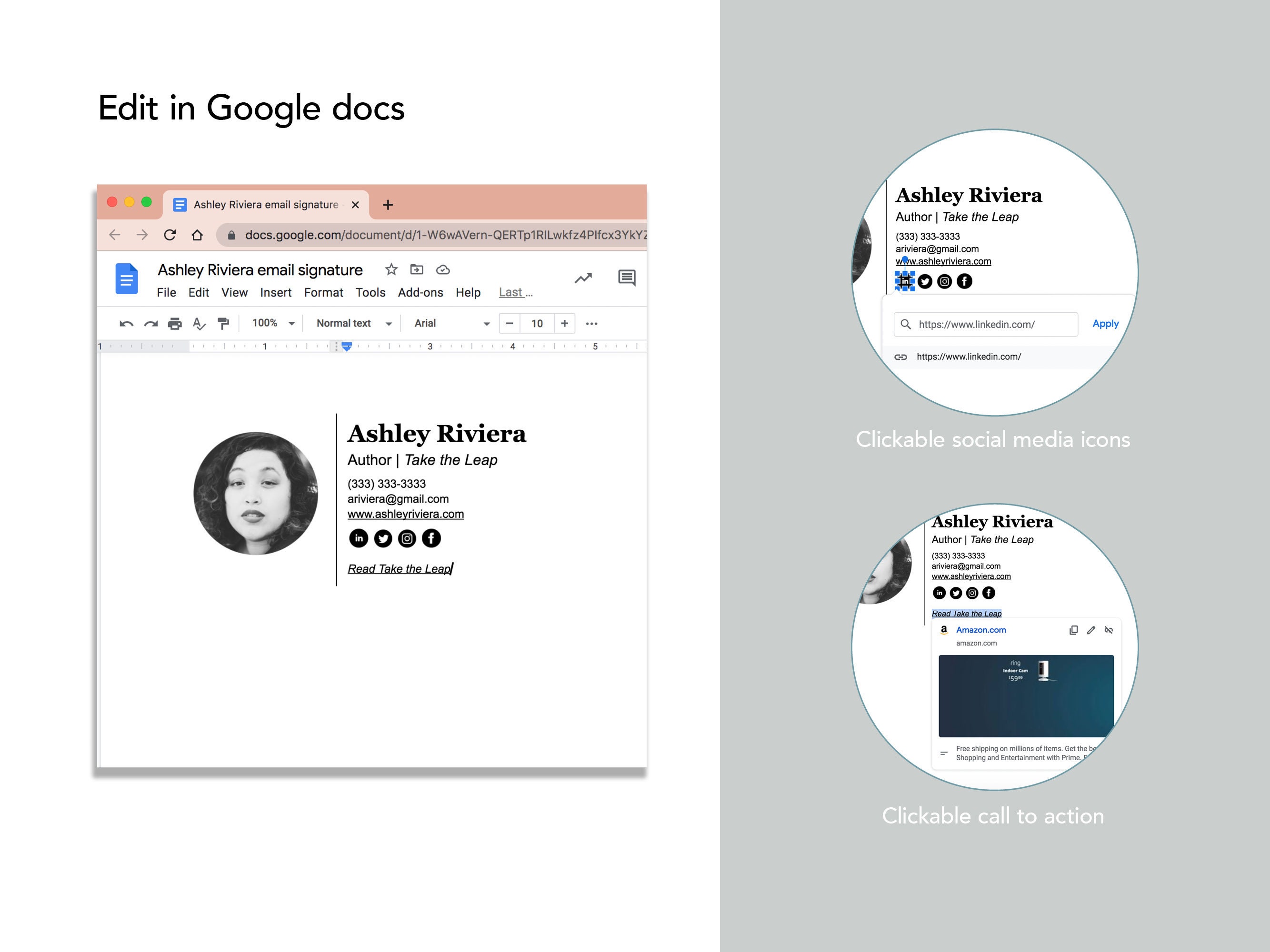 Gmail Signature Template for Writers, Authors, Journalists. Clickable ...