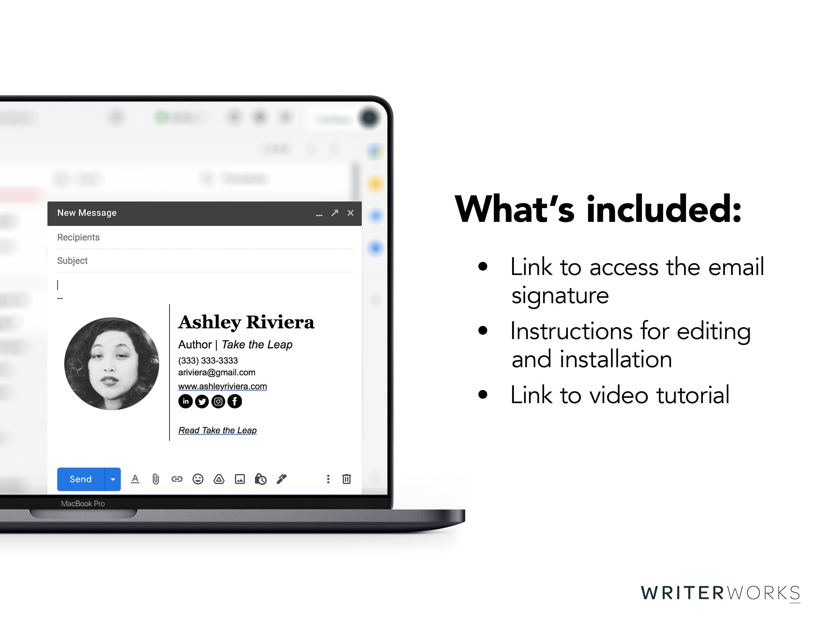 Gmail Signature Template for Writers, Authors, Journalists. Clickable ...