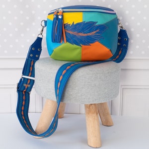 Colorful Fanny Pack, Vegan Leather Hip Bag, Patchwork Sling Bag With ...