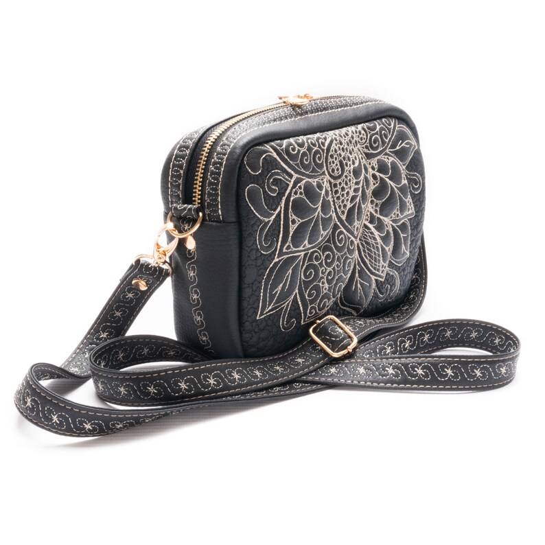 Unique Quilted Small Crossbody Bag Vegan Embroidered Mini OOAK Purse ...