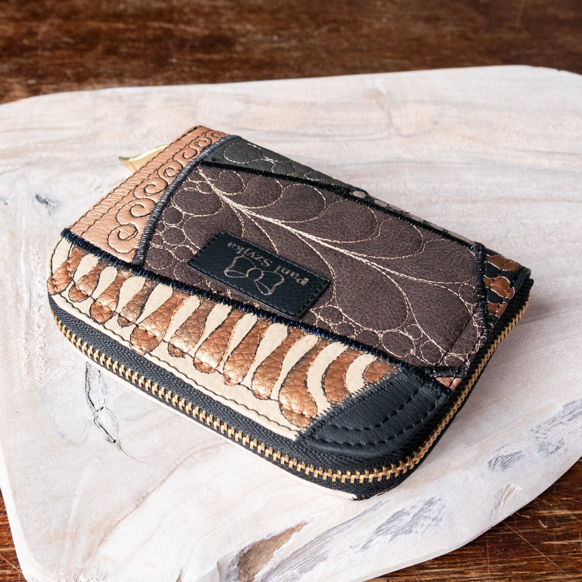Unique Wallet for Women, OOAK Zip Arround Wallet, Vegan Patchwork ...