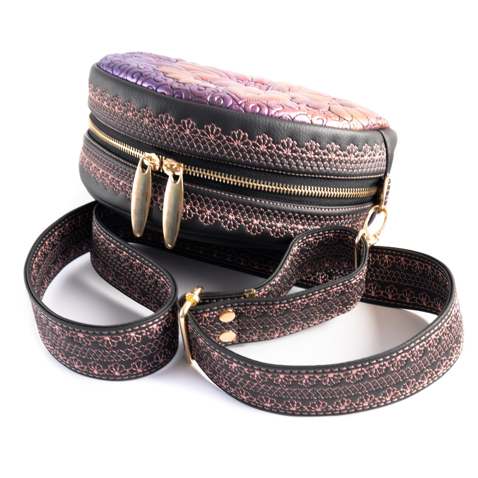 Set Round Crossbody Bag and Match Small Zipper Pouch Quilted - Etsy