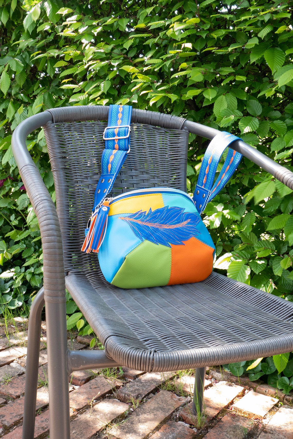 Colorful Fanny Pack, Vegan Leather Hip Bag, Patchwork Sling Bag With ...