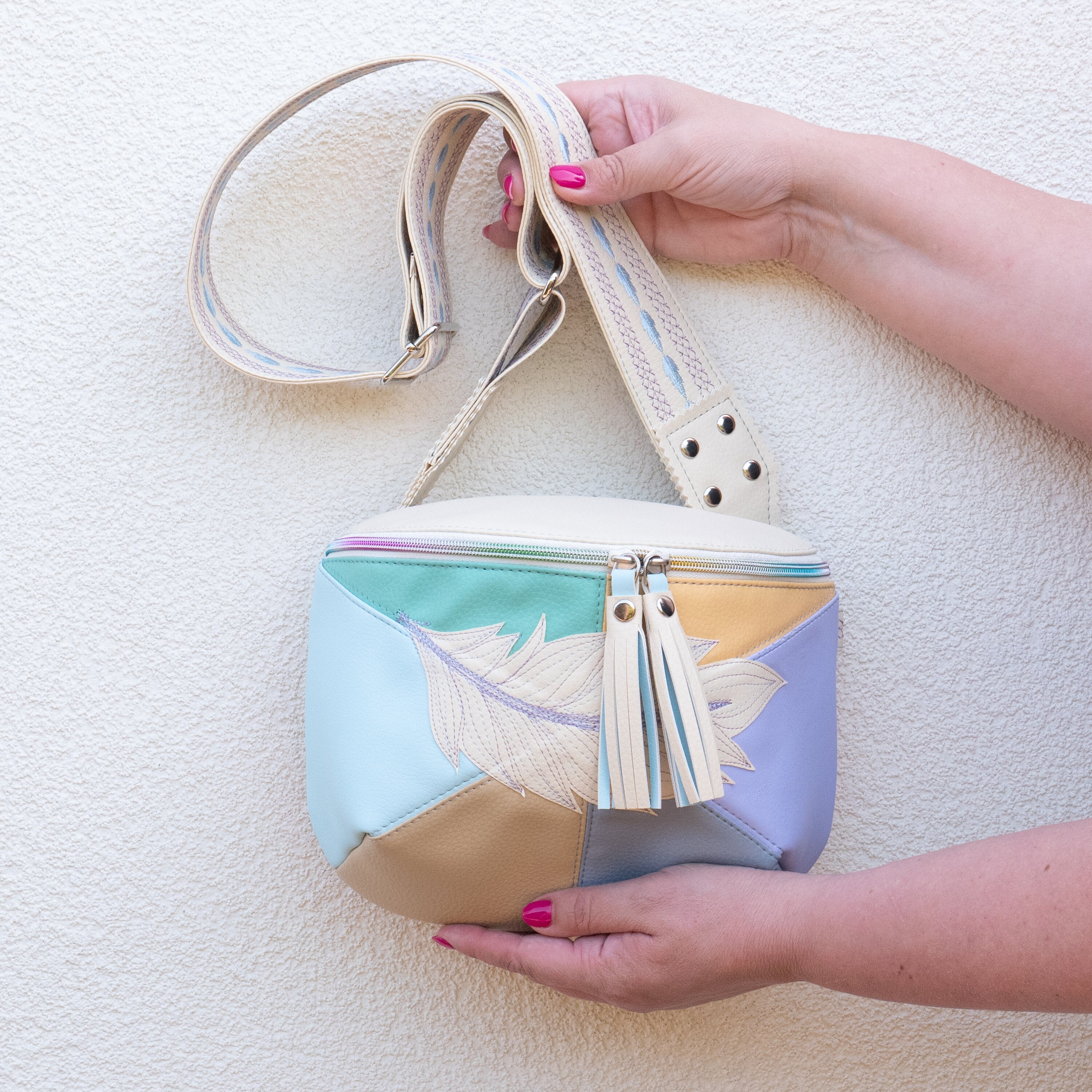Pastel Rainbow Fanny Pack With Fringe Tassels, Crossbody Sling Purse ...
