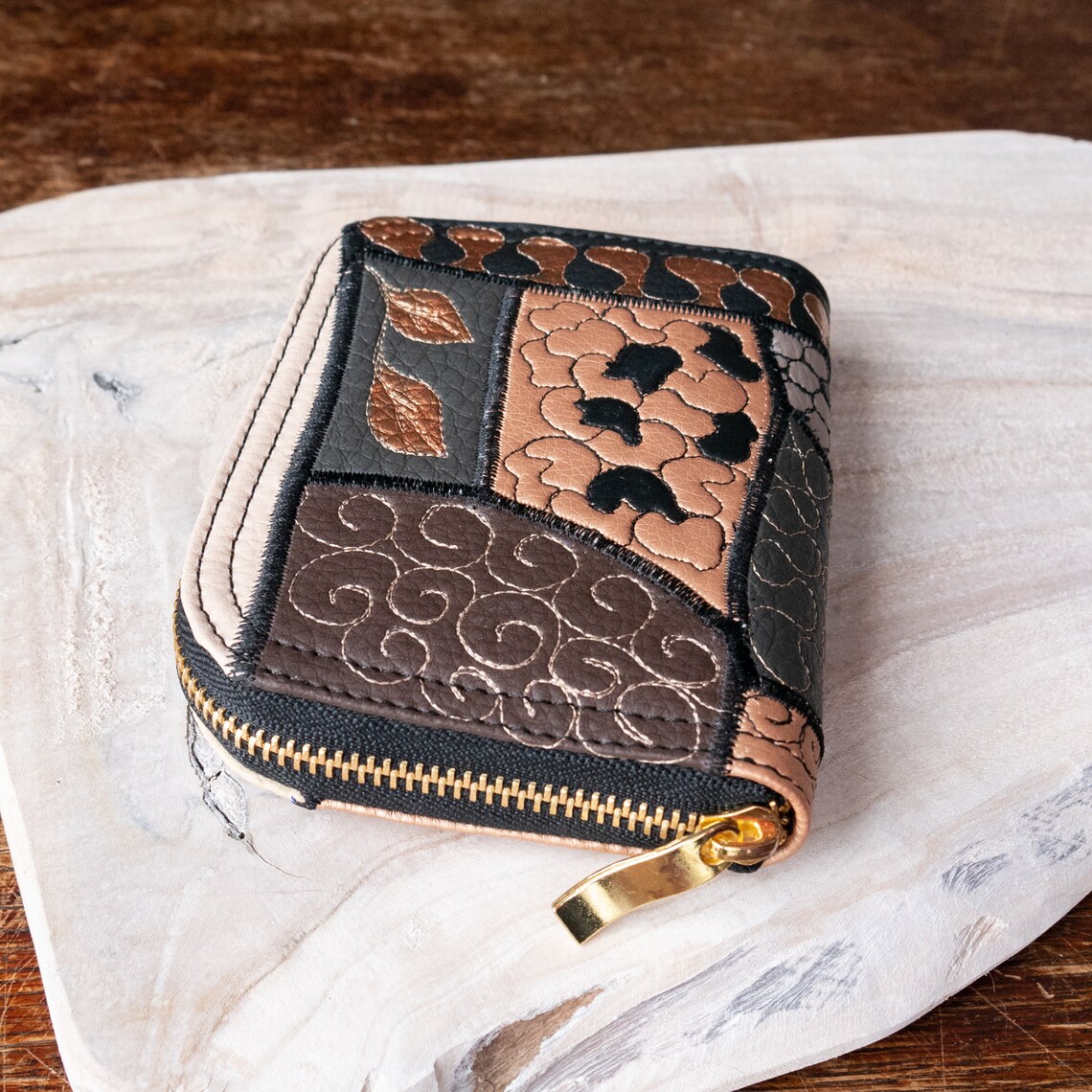 Unique Wallet for Women, OOAK Zip Arround Wallet, Vegan Patchwork ...