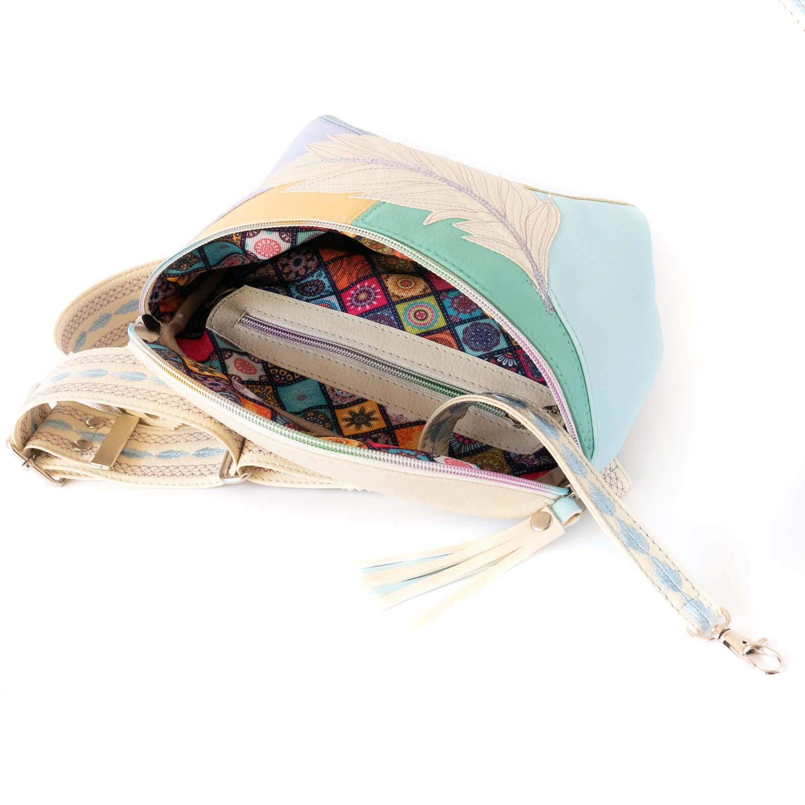Pastel Rainbow Fanny Pack With Fringe Tassels, Crossbody Sling Purse ...
