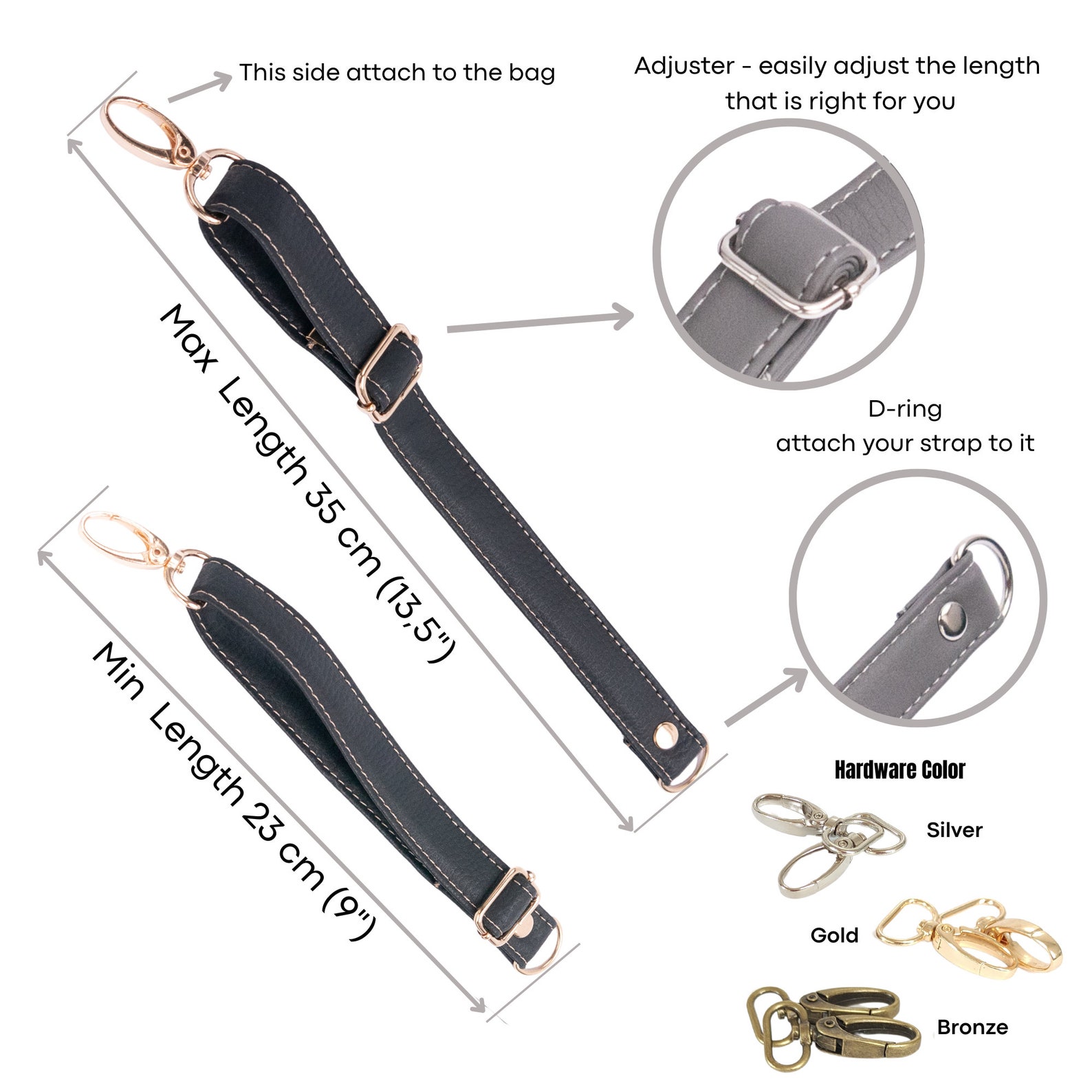 2cm Adjustable Extender for Strap, Detachable Extension Bag Strap ...