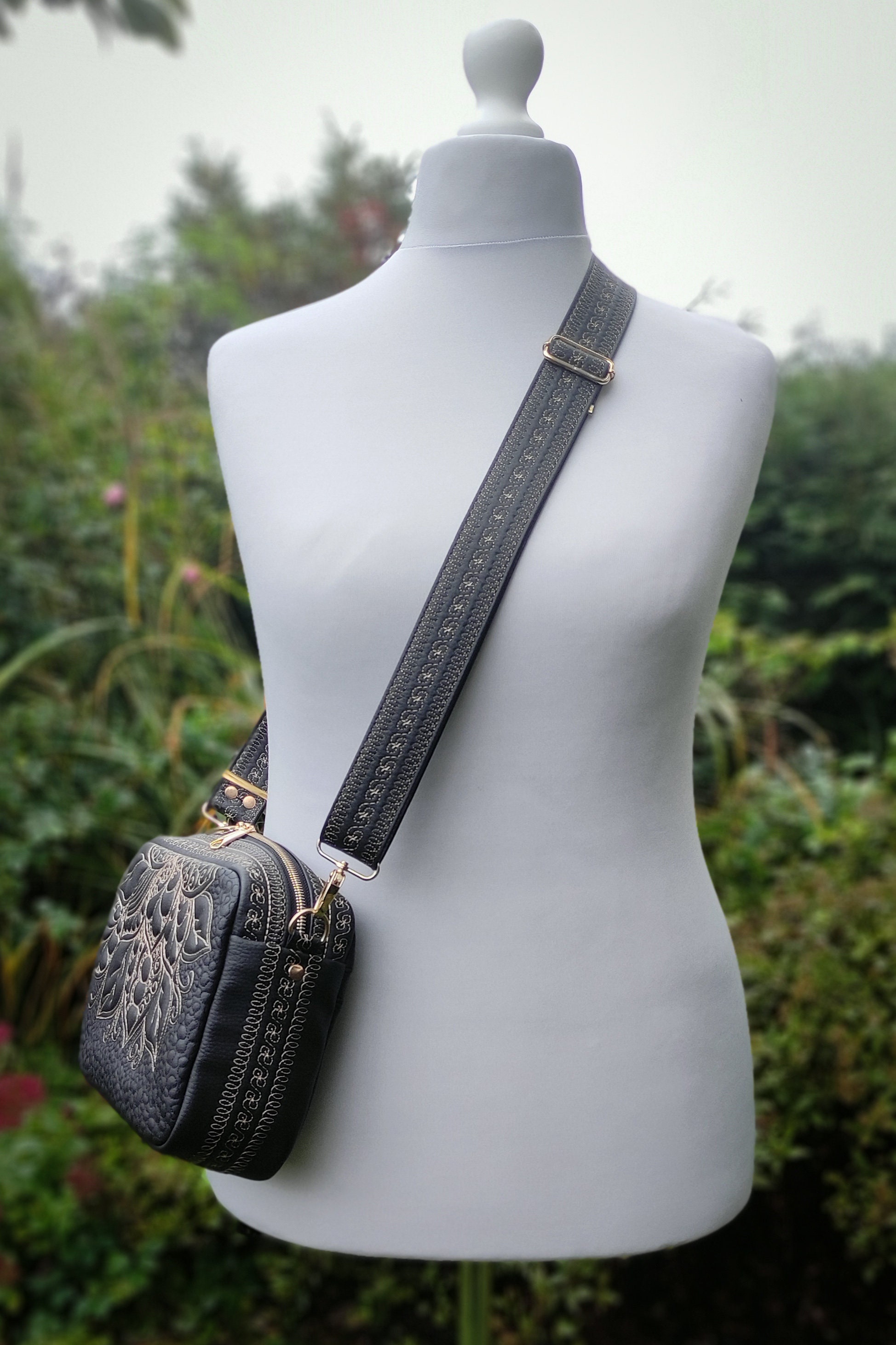 Quilted Crossbody Camera Style Bag With Guitar Purse Strap, Unique ...