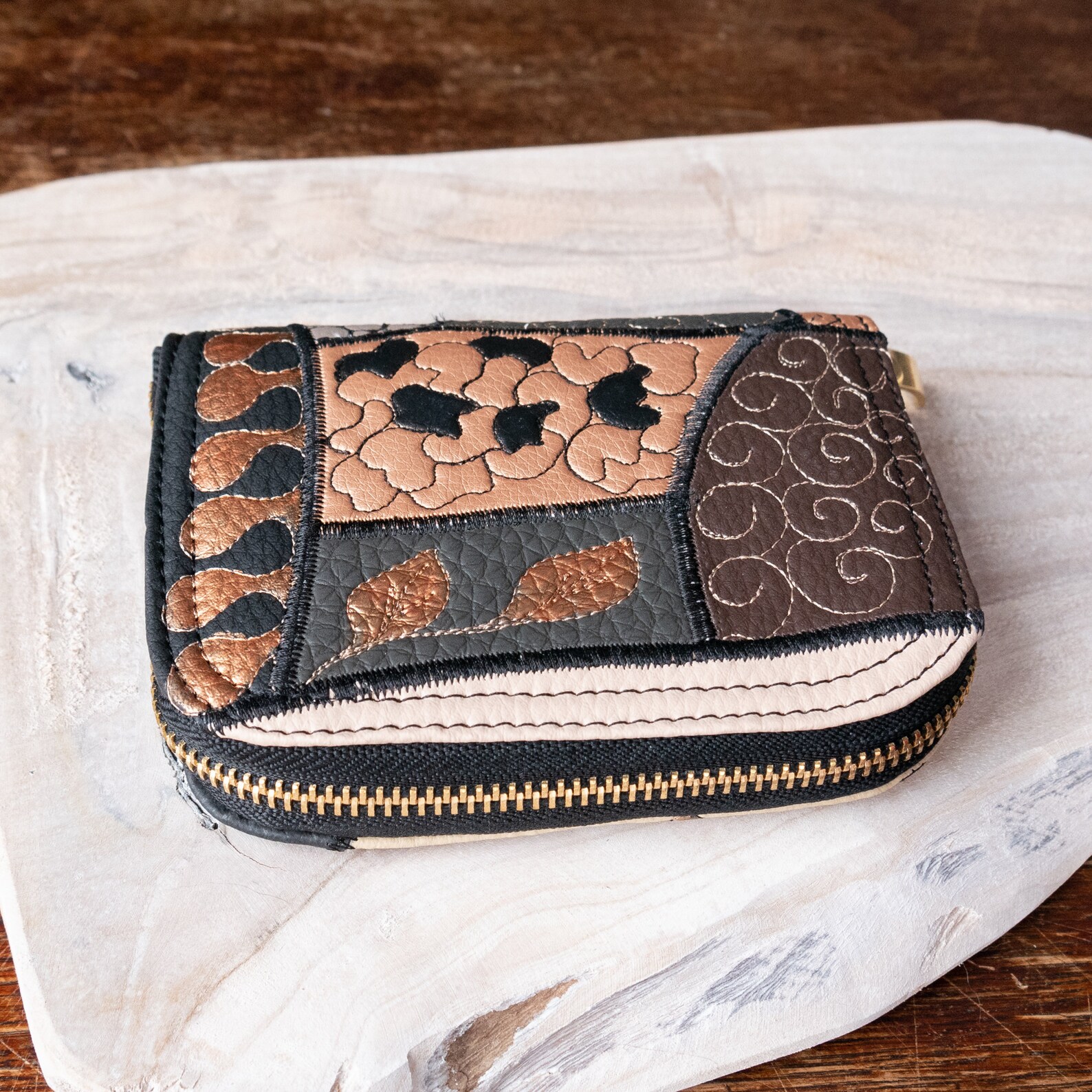 Unique Wallet for Women, OOAK Zip Arround Wallet, Vegan Patchwork ...