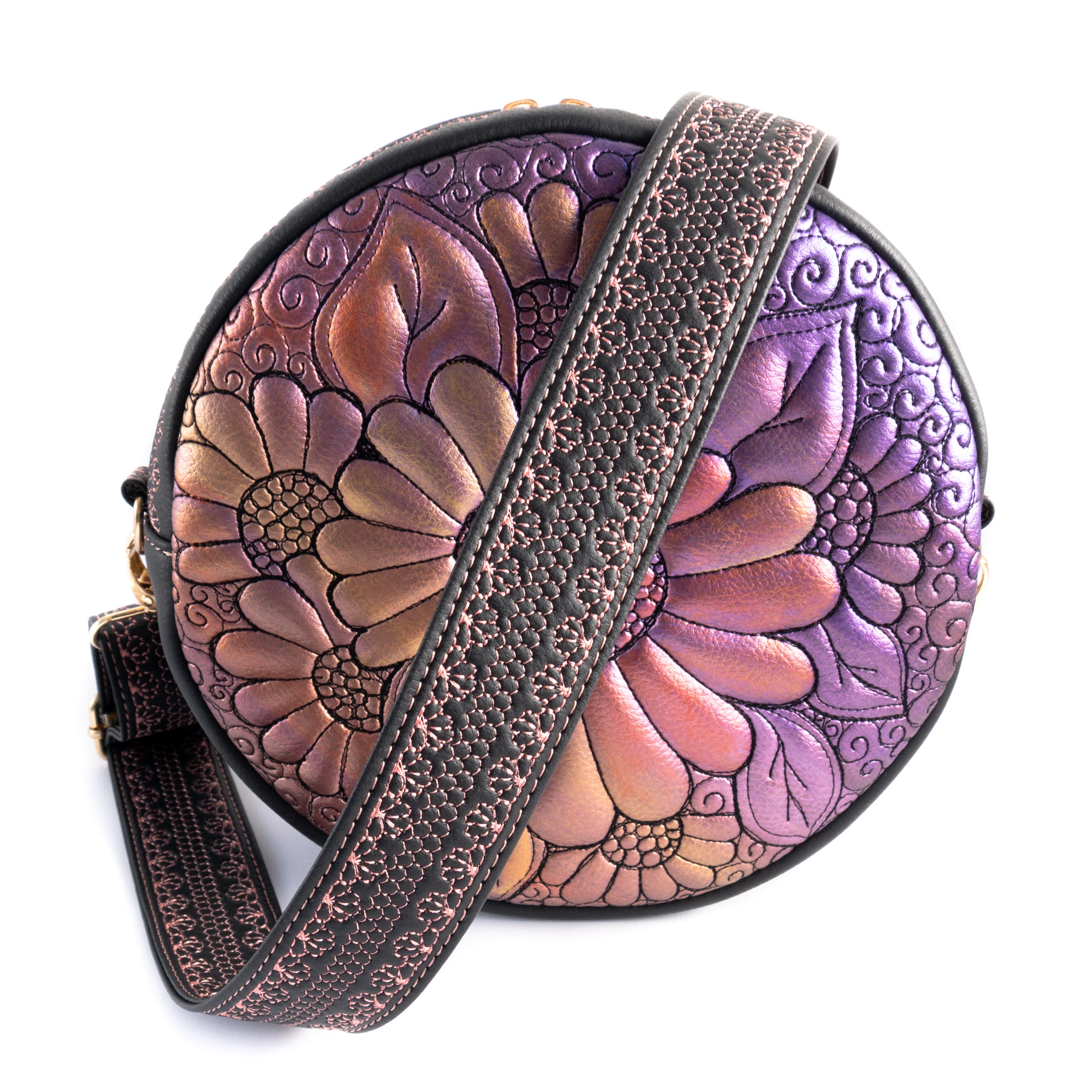 Set Round Crossbody Bag and Match Small Zipper Pouch, Quilted Circle ...