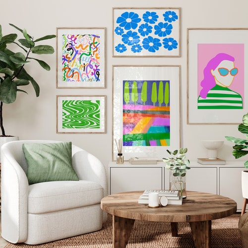 Set of Three Bold Prints Colorful Wall Art Abstract Wall - Etsy