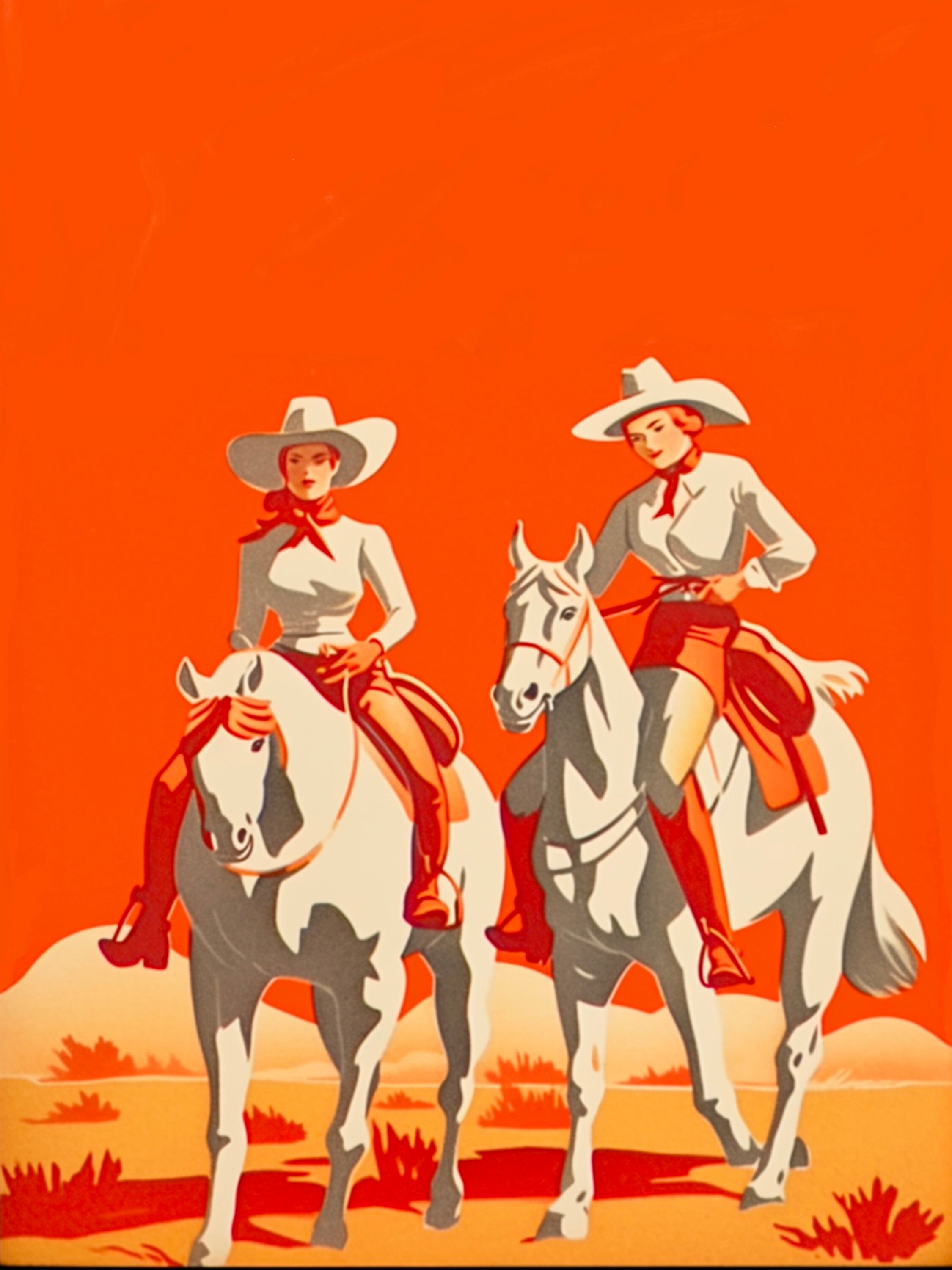 Western Cowgirl Art Print Set Gallery Wall Colorful Artwork Etsy 