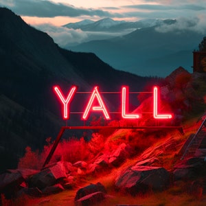 Y'all Neon Sign Art Print, Western Decor, Southwestern Wall Art, Modern ...